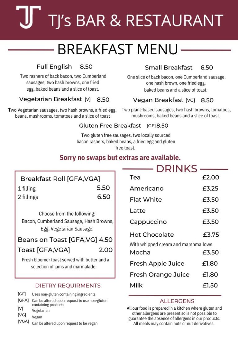 T’J’s Restaurant – Lake District Campsite